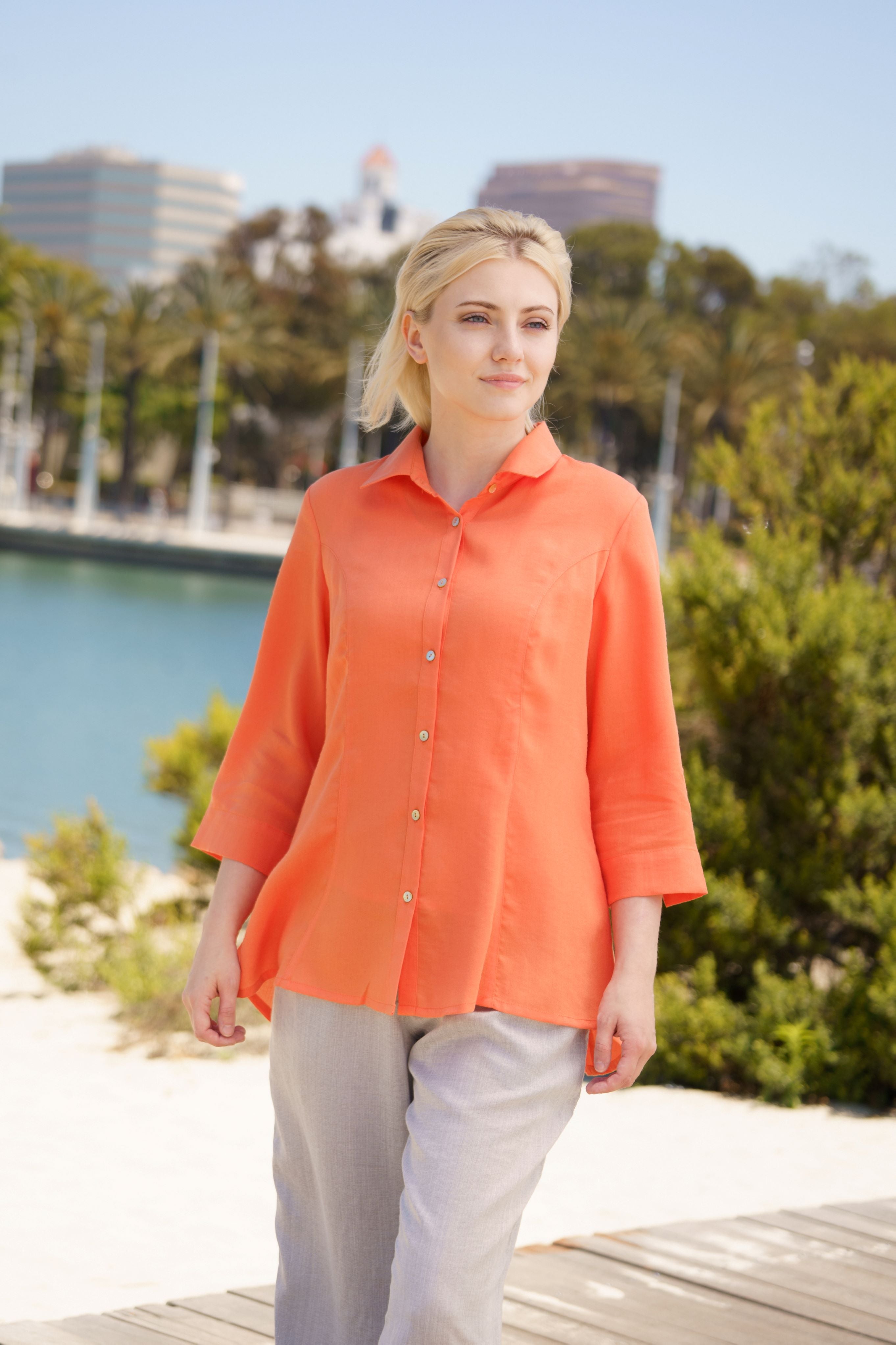 AA224 - Veronica Button-Up Linen Blouse – Fridaze - Linen Redefined