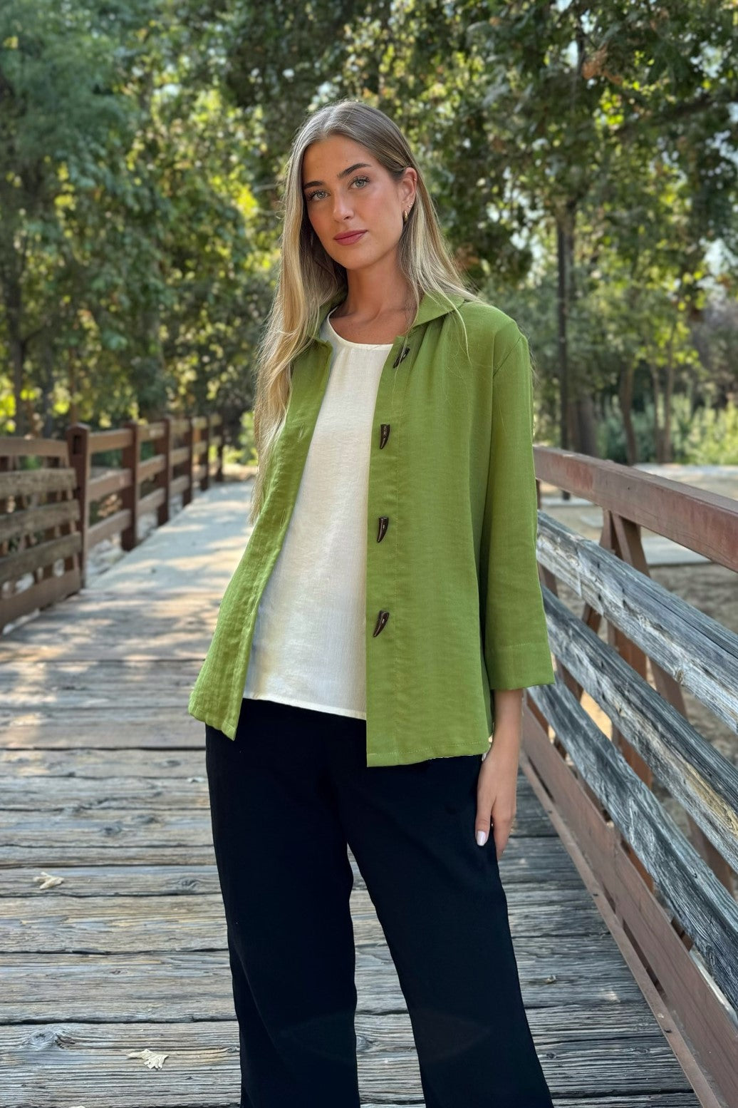 AA85 - Horn Button Short Jacket – Fridaze - Linen Redefined